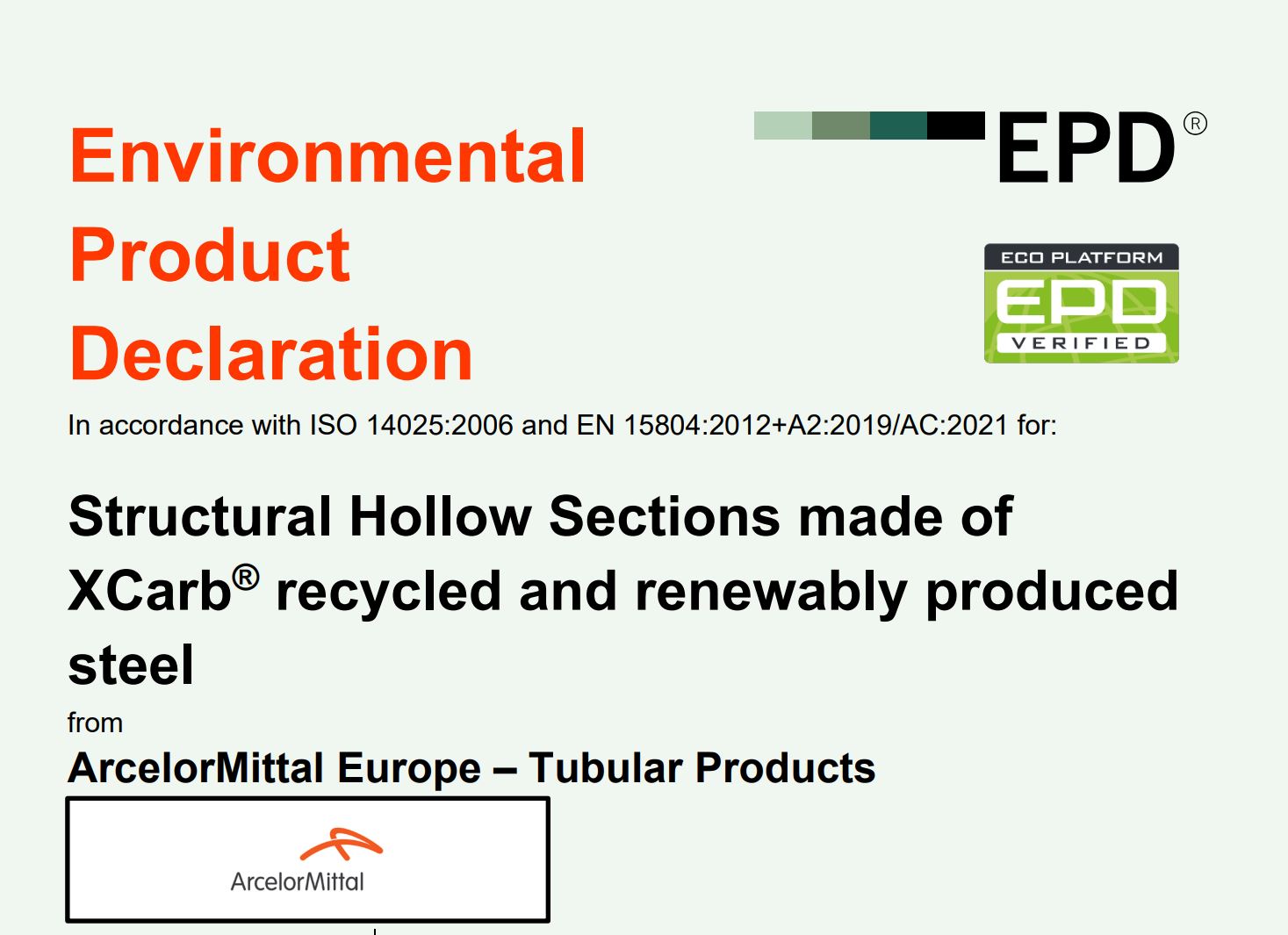 Our Environmental Product Declaration (EPD) for Structural Hollow Sections | ArcelorMittal Europe